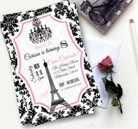 Roxx Designs - Paris Birthday Party Invitation flyer with eiffel tower ...